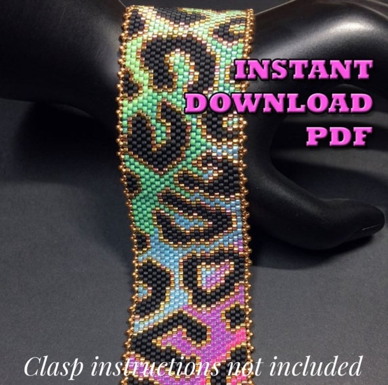 PATTERN - Single Peyote - Neon Cheetah Bracelet - Etsy