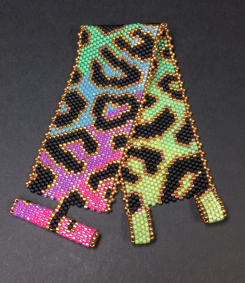 PATTERN - Single Peyote - Neon Cheetah Bracelet - Etsy