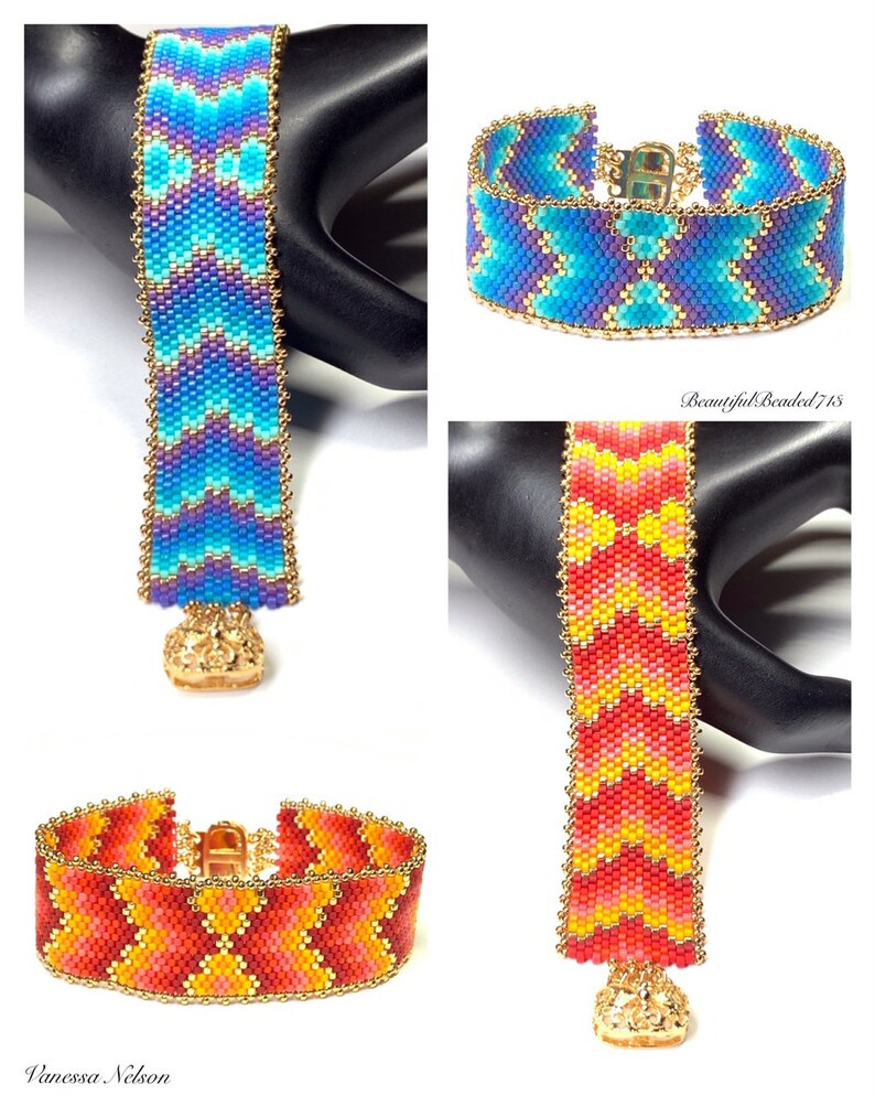 PATTERN Single Peyote Colour Burst Chevron Bracelet | Etsy