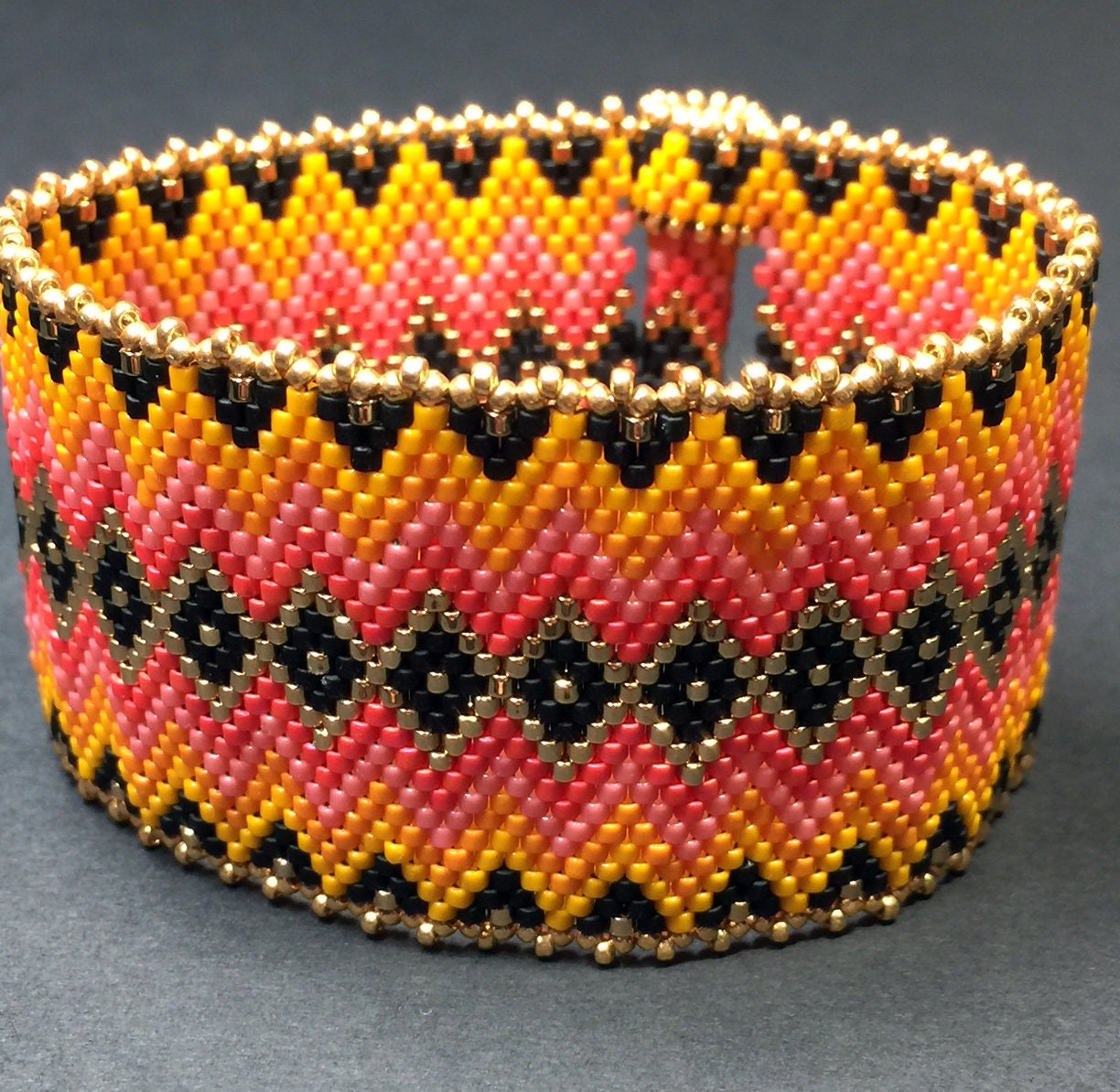 PATTERN Single Peyote Diamond Sunset Bracelet | Etsy