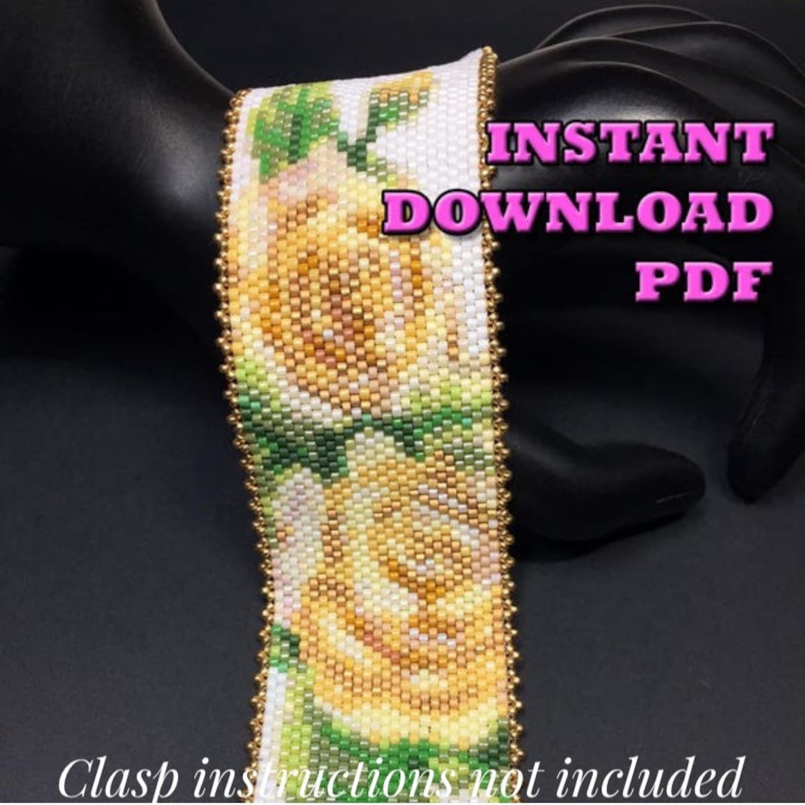 PATTERN Single Peyote Vintage English Roses Bracelet - Etsy
