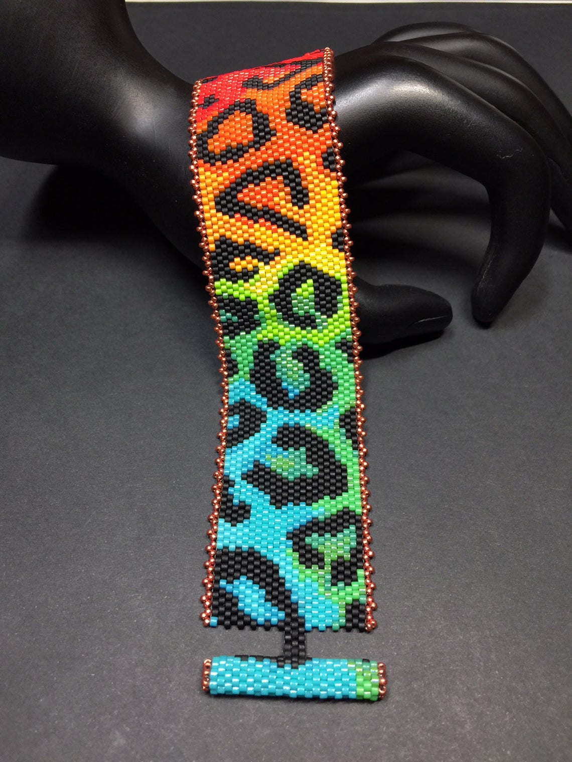 PATTERN Single Peyote Rainbow Cheetah Print Bracelet - Etsy