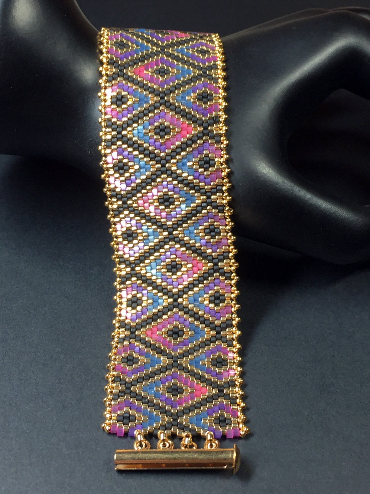 PATTERN Single Peyote Diamond Pathways Bracelet | Etsy