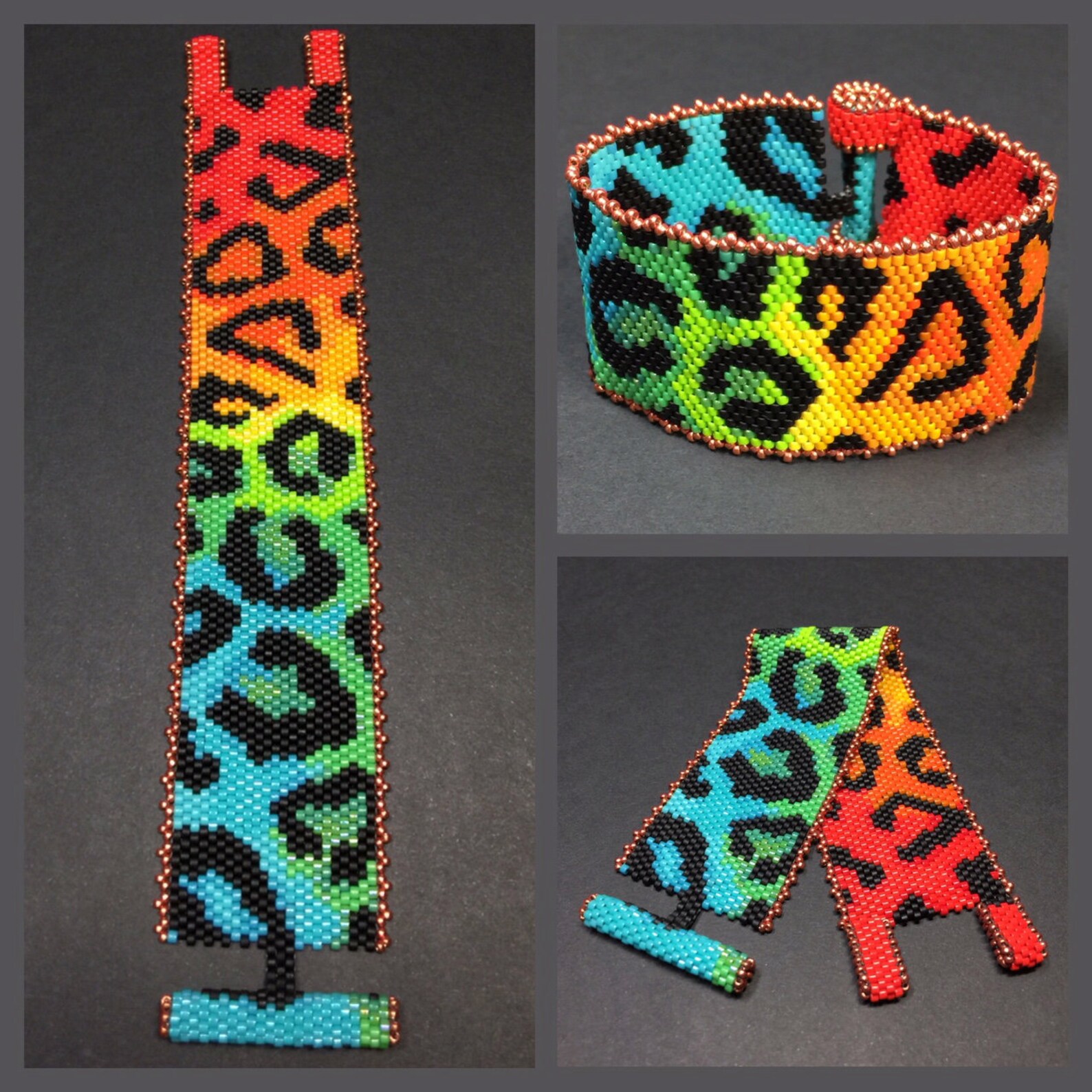 PATTERN Single Peyote Rainbow Cheetah Print Bracelet - Etsy