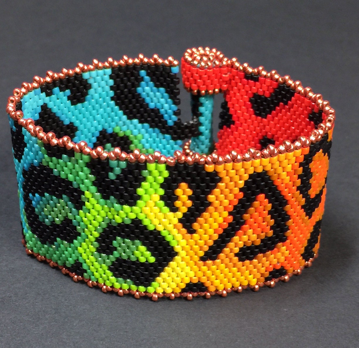 PATTERN Single Peyote Rainbow Cheetah Print Bracelet - Etsy
