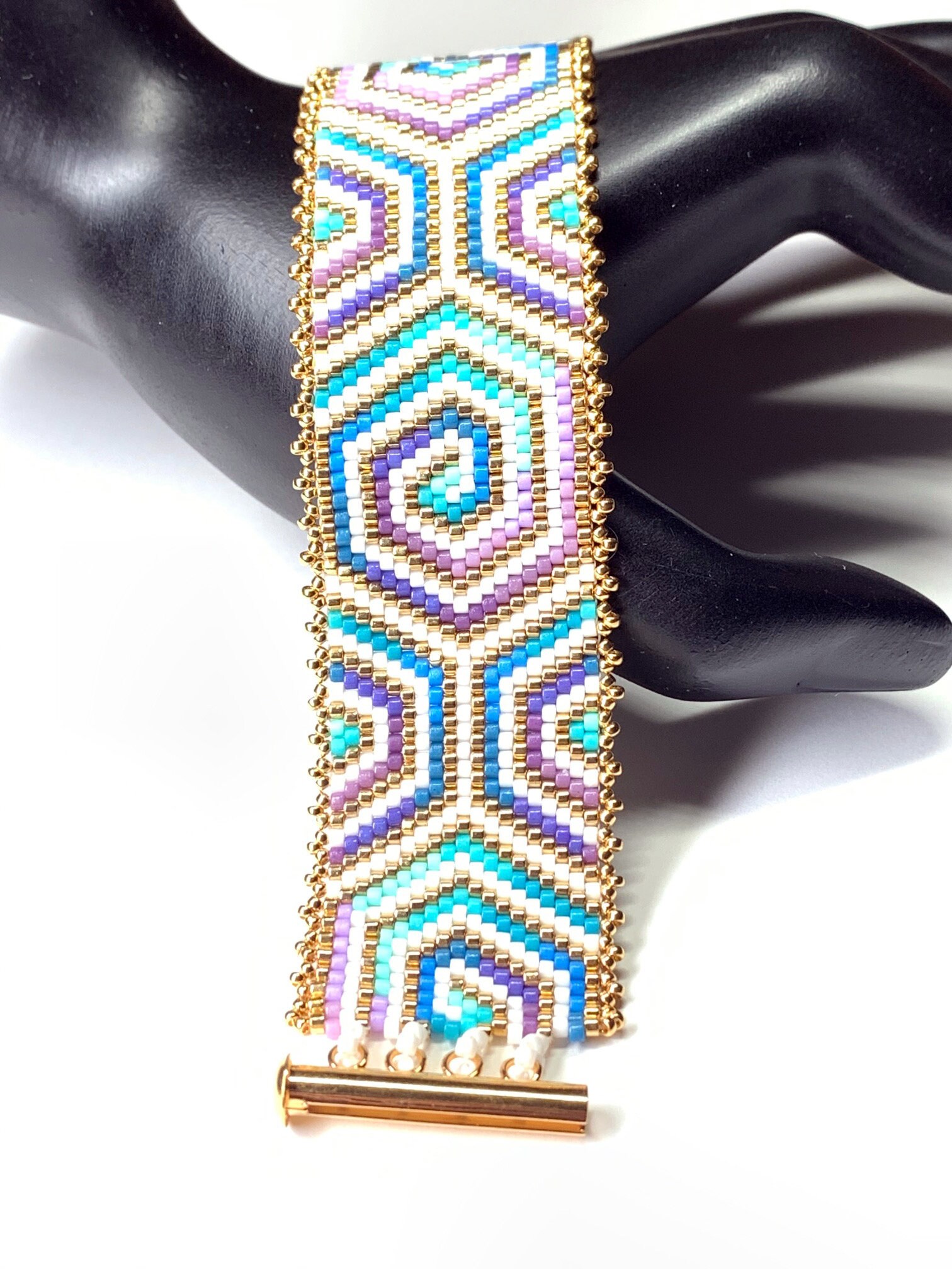 PATTERN Single Peyote Symmetrical Swirls Bracelet | Etsy