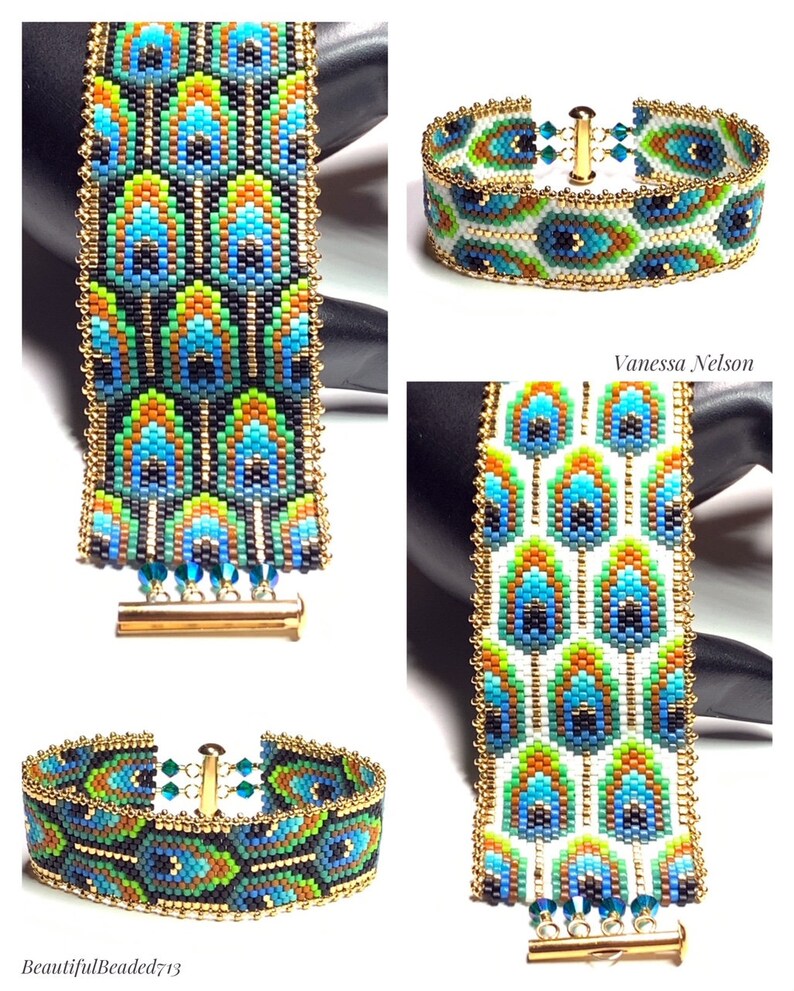 PATTERN Single Peyote Classic Peacock Feathers Bracelet - Etsy