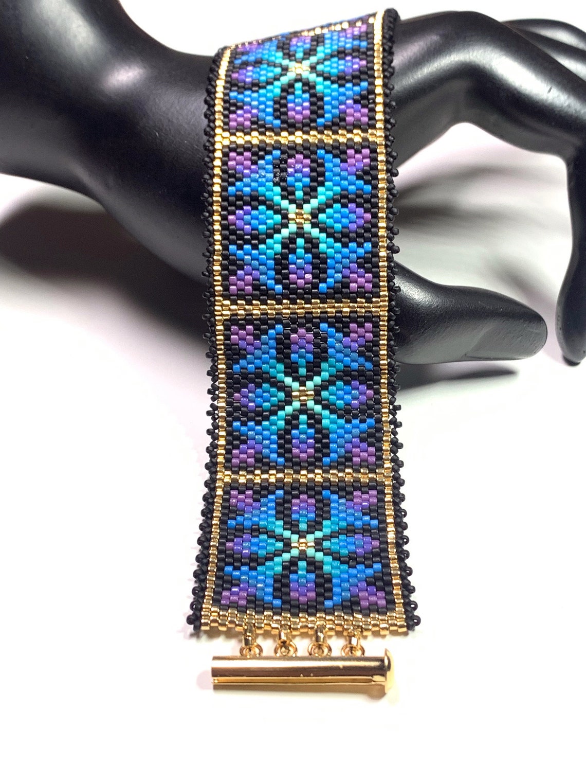 PATTERN - Single Peyote - Quilted Motif Bracelet - Etsy