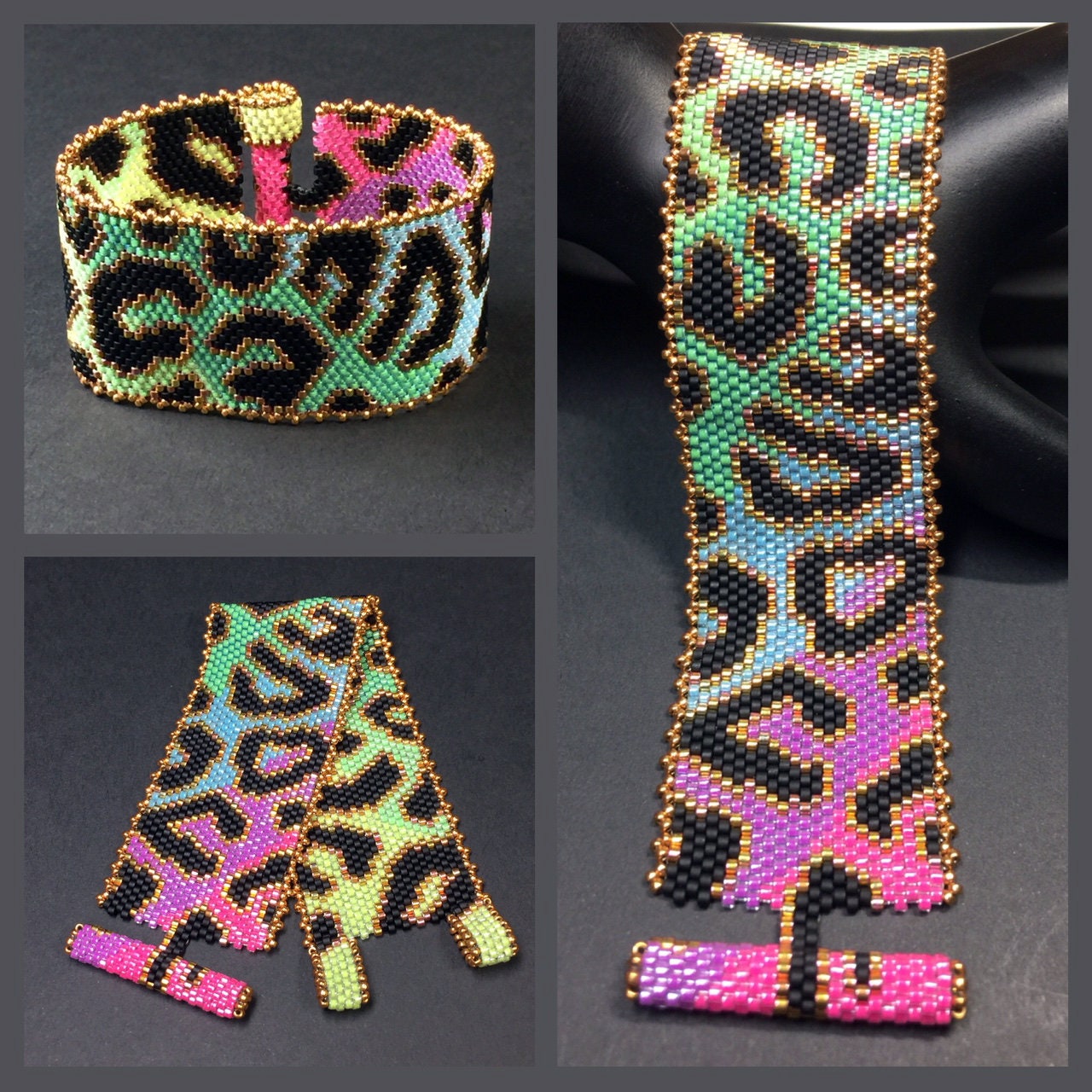 PATTERN - Single Peyote - Neon Cheetah Bracelet - Etsy