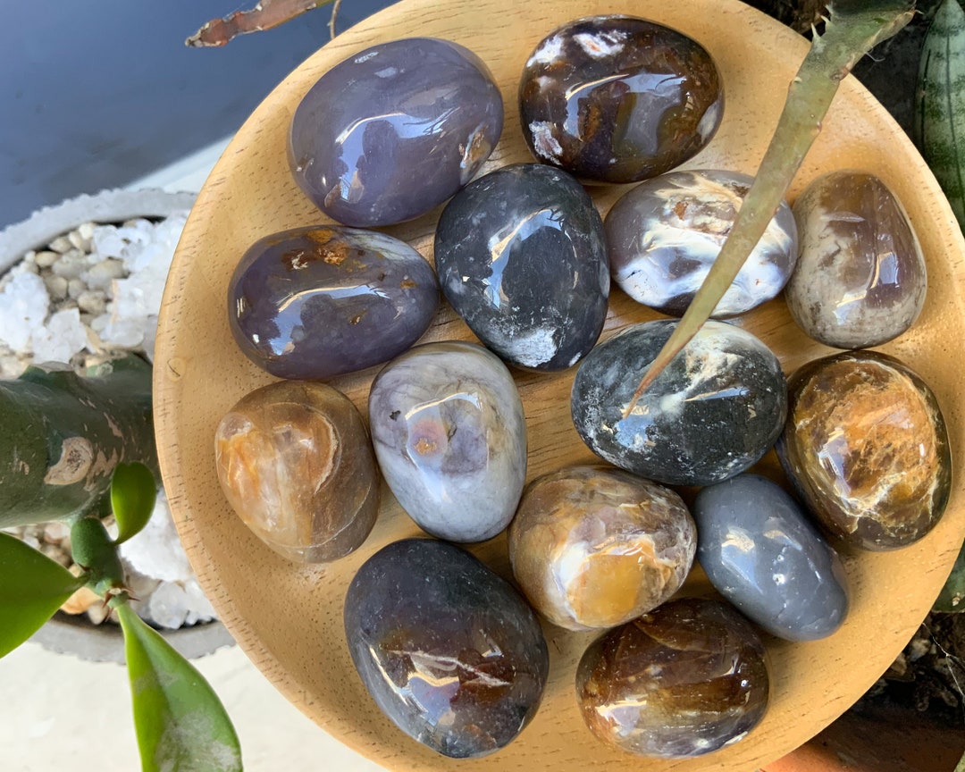Purple Chalcedony Tumbled Stone Tumble Purple Chalcedony Pebble ...