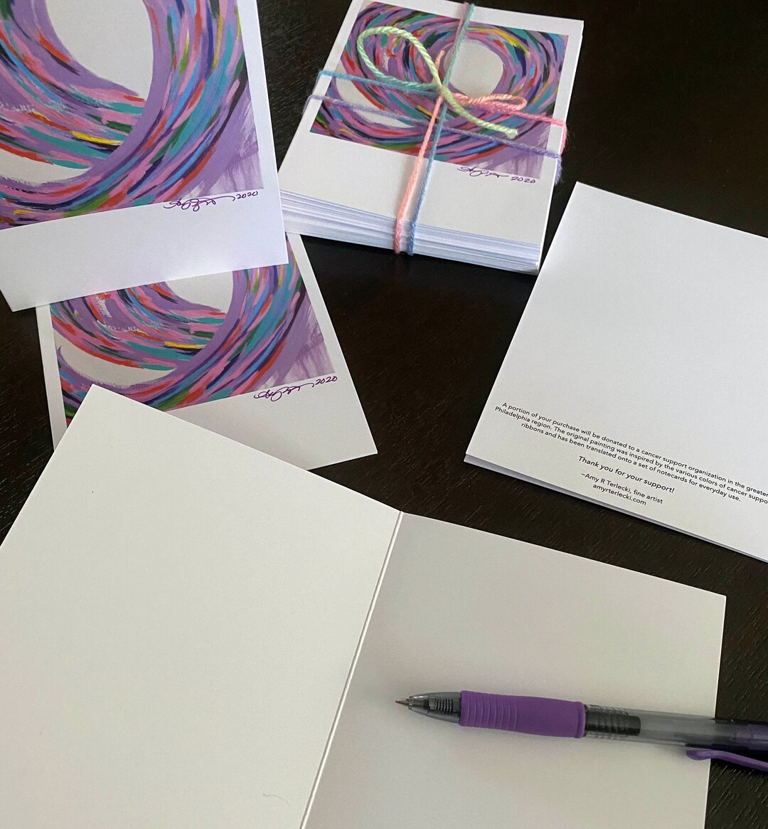 Cancer Ribbon Notecards set of 10 blank notecards and envelopes 40% ...