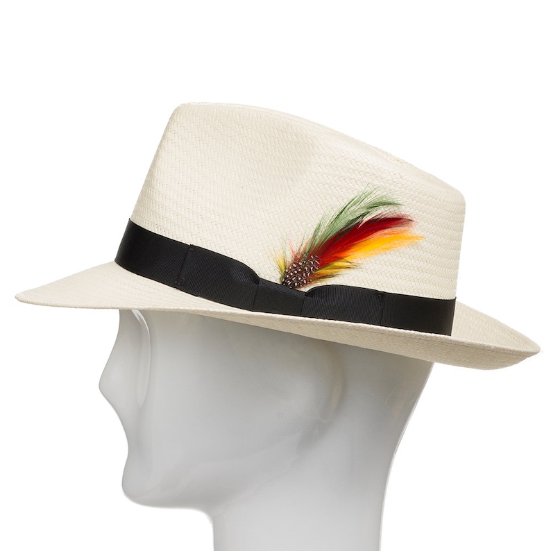Fedora Gullport Classic Straw Panama Hat with Exotic Feather | Etsy Fedora Gullport Classic Straw Panama Hat with Exotic Feather | Etsy
