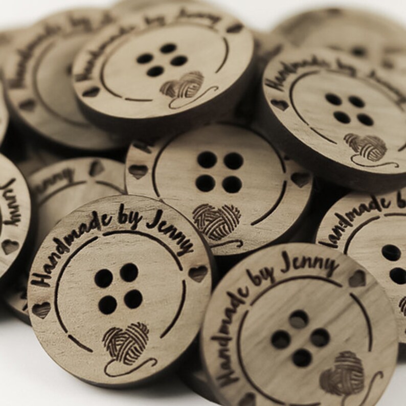 25mm Engraved wooden flat back buttons Personalized and | Etsy