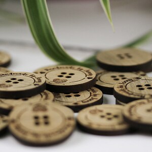 25mm Personalized Engraved Wooden Flat Back Buttons, Custom Made ...