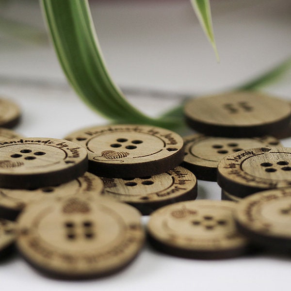 25mm Personalized Engraved Wooden Flat Back Buttons Custom | Etsy