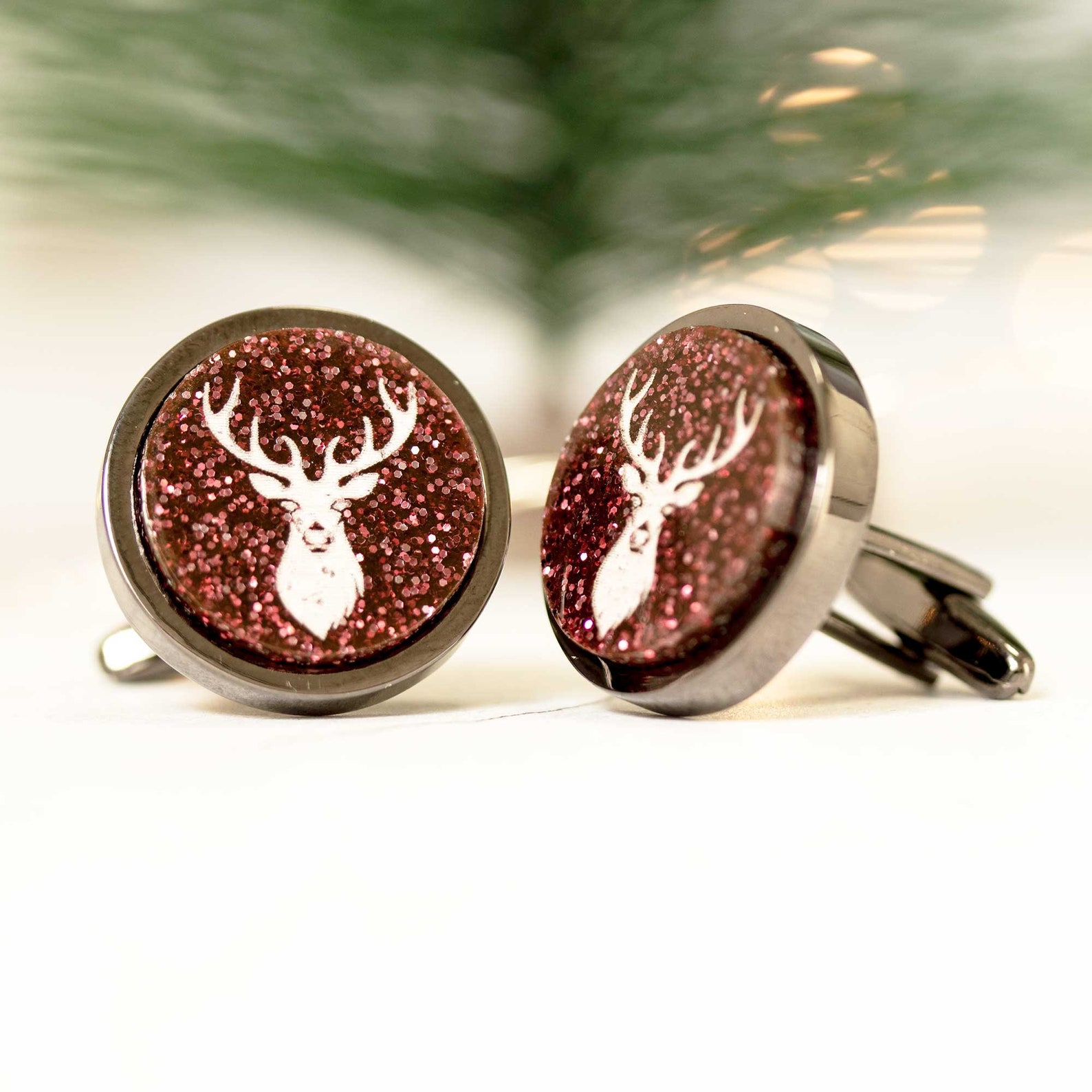 Cufflinks Red Stag Head Round Christmas Cufflinks Mens - Etsy