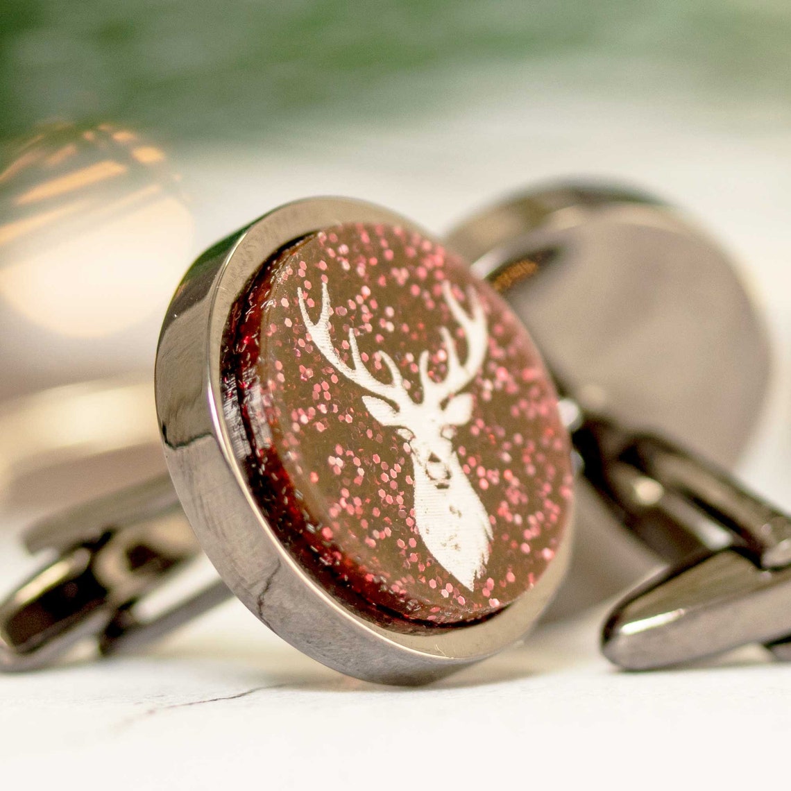 Cufflinks Red Stag Head Round Christmas Cufflinks Mens | Etsy