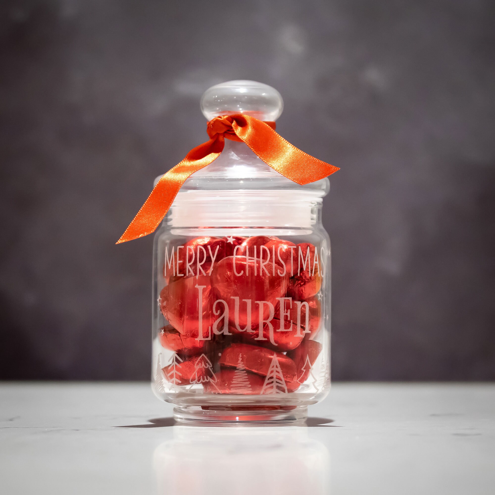 Small Personalised Christmas Tree themed Sweets Glass Jar with | Etsy