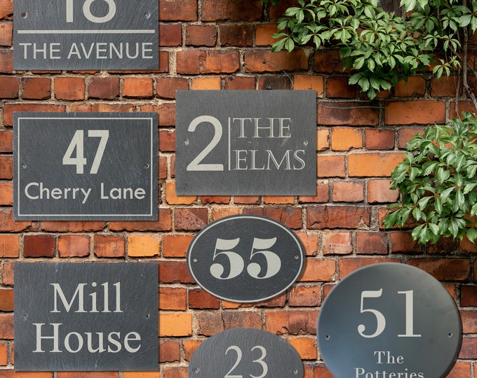 Personalised Natural Slate House Gate Sign Plaque Door Number ...
