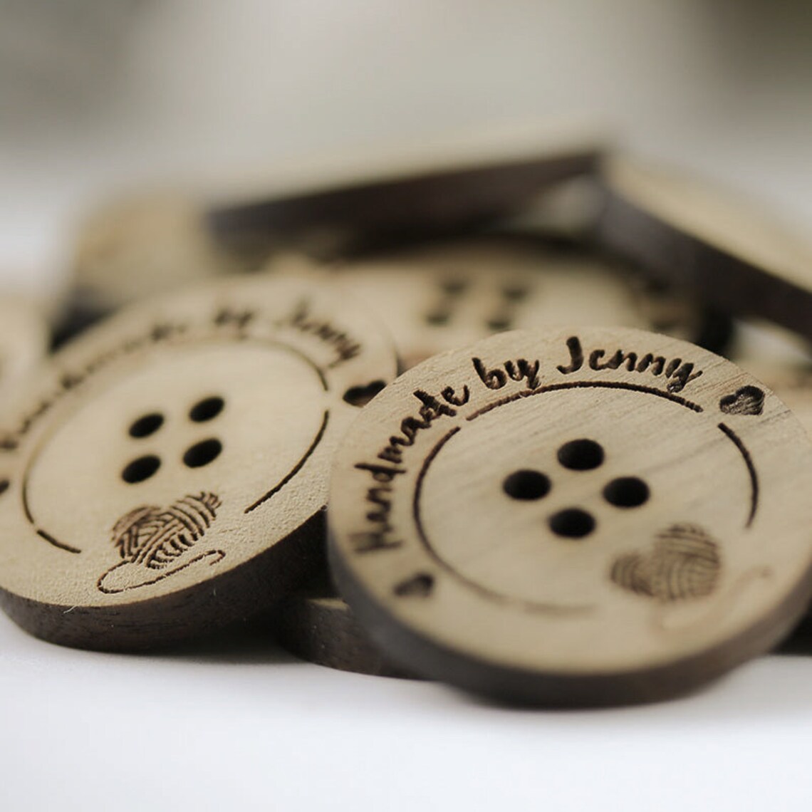 20mm Engraved Wooden Flat Back Buttons Personalized and | Etsy