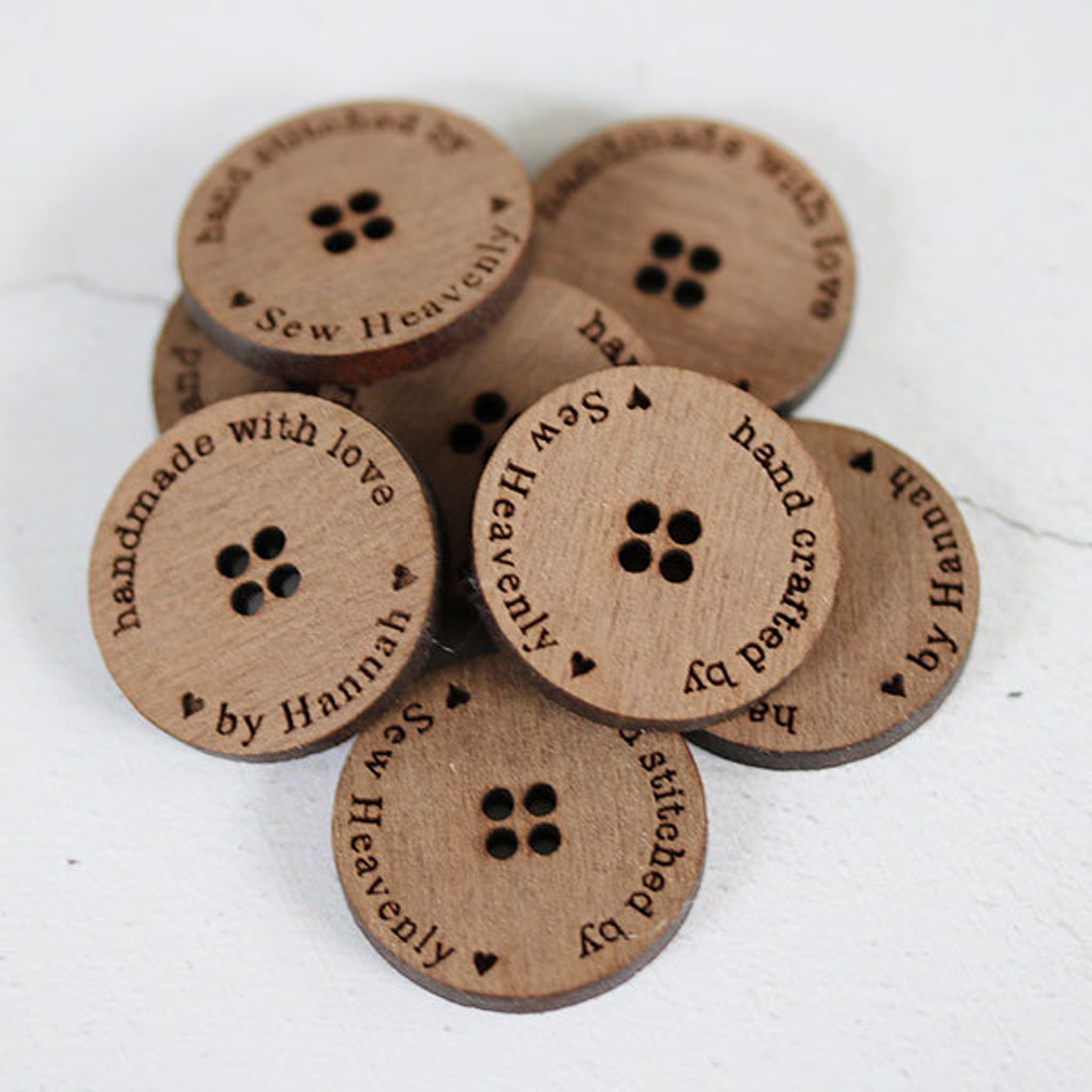 20mm Handmade Engraved Wooden Buttons Flat Back Buttons Custom - Etsy