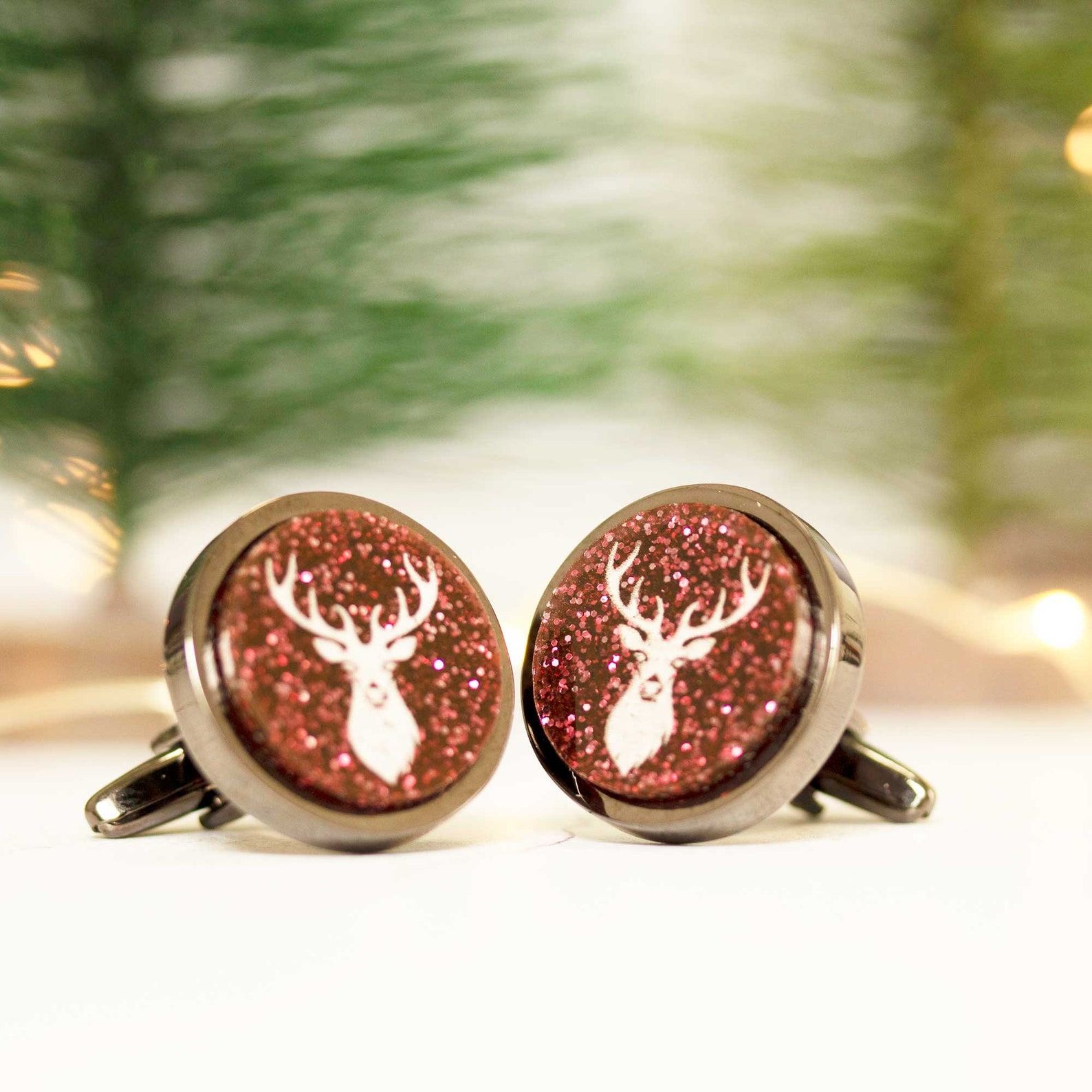Cufflinks Red Stag Head Round Christmas Cufflinks Mens | Etsy