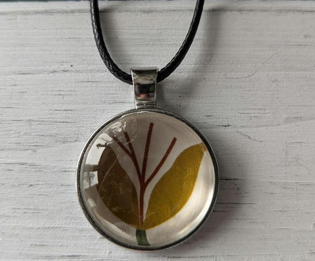 Flower Glass Tile Pendant Necklace Recycled Paper Metal Tray Round ...