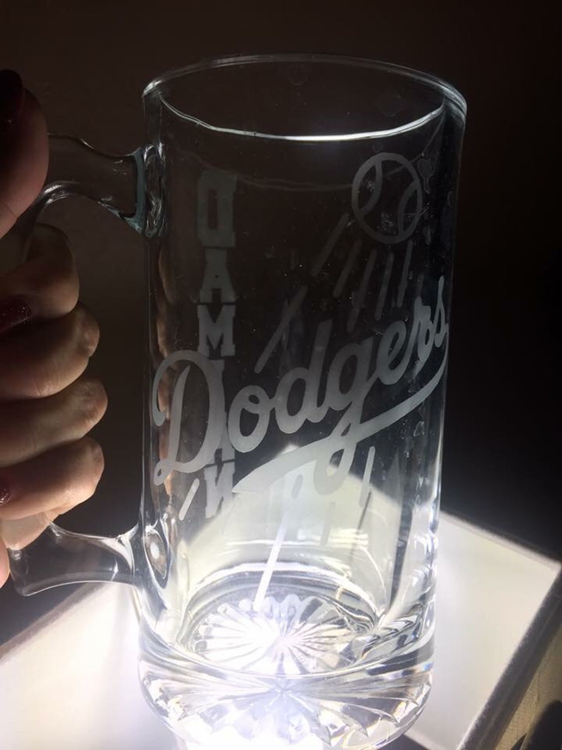 Etched Mug 16oz & 26.5 Oz Dodger Beer Mug - Etsy
