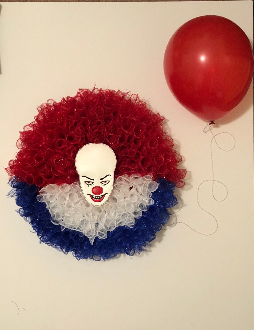 Halloween Wreath- Pennywise Clown IT, W/ Glow in the Dark Eyes and ...