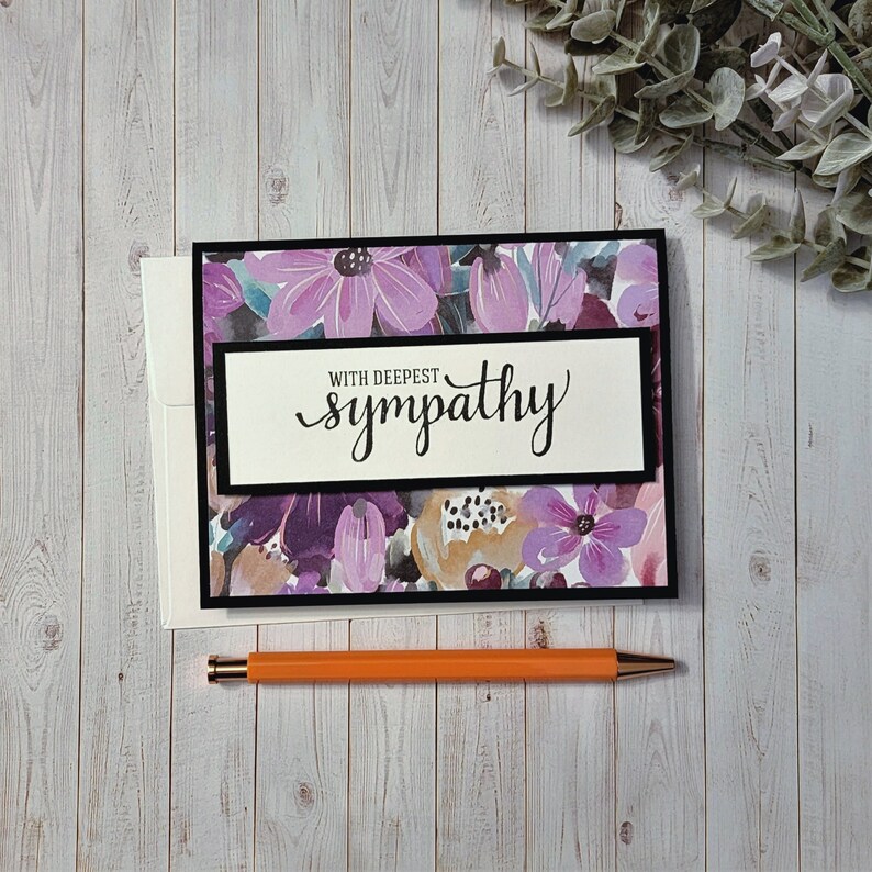 Purple Floral Sympathy Card Set Condolence Card Floral - Etsy