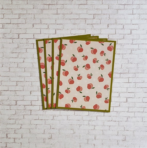 Peach Note Card Set Fruit Themed Note Cards Stationary | Etsy