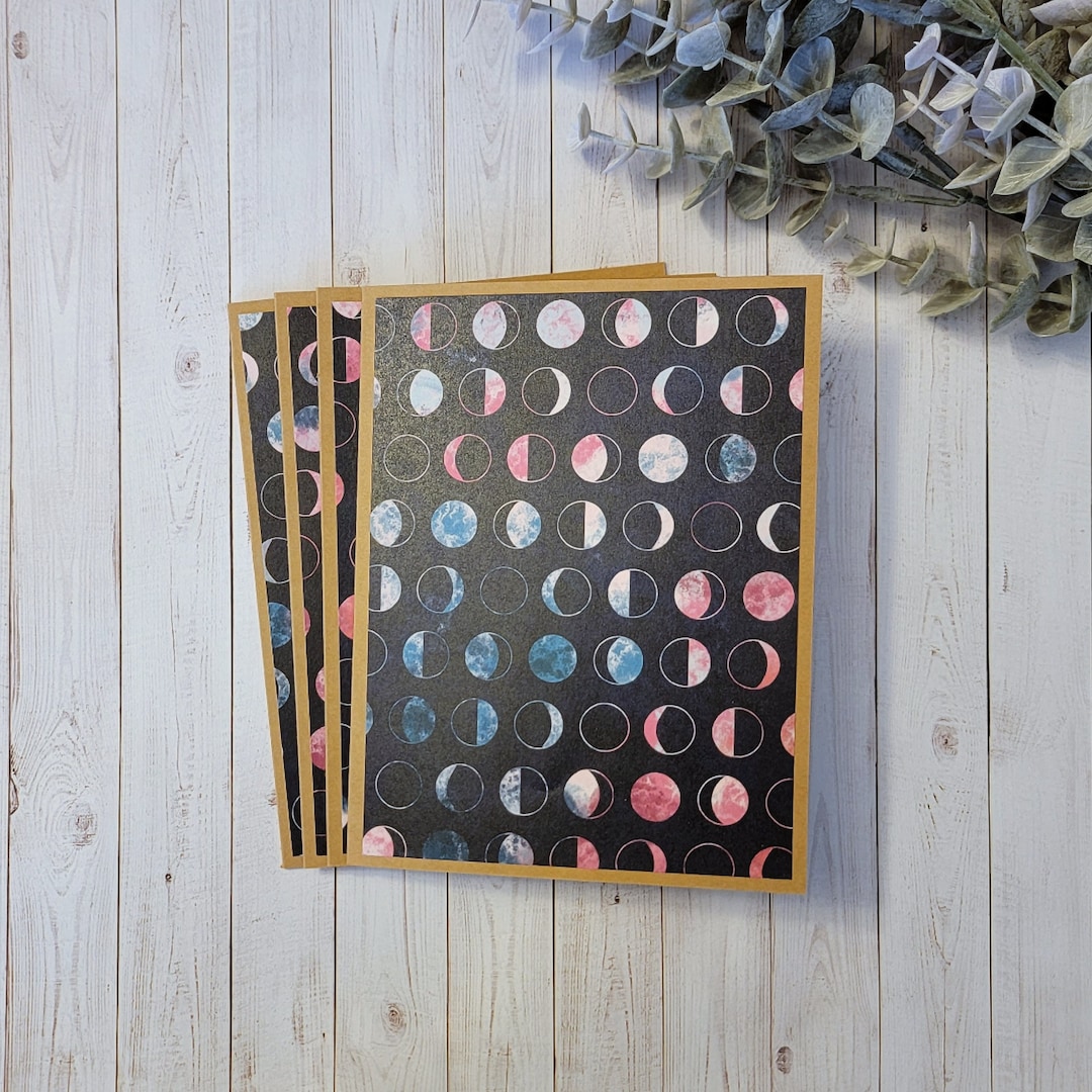 Moon Phases Note Card Set, Lunar Stationary, Moon Cards, Stationary for ...