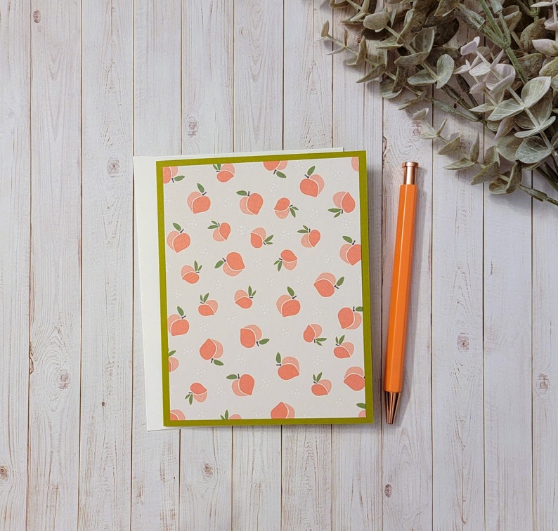 Peach Note Card Set Fruit Themed Note Cards Stationary - Etsy