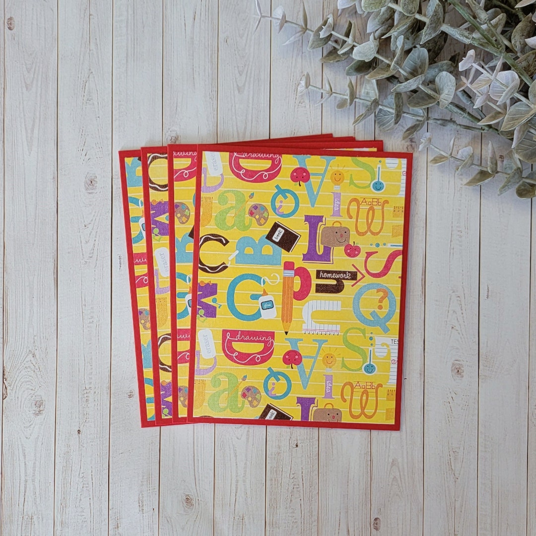 Teacher Note Card Set, Teacher Appreciation Gift, School Themed Note ...