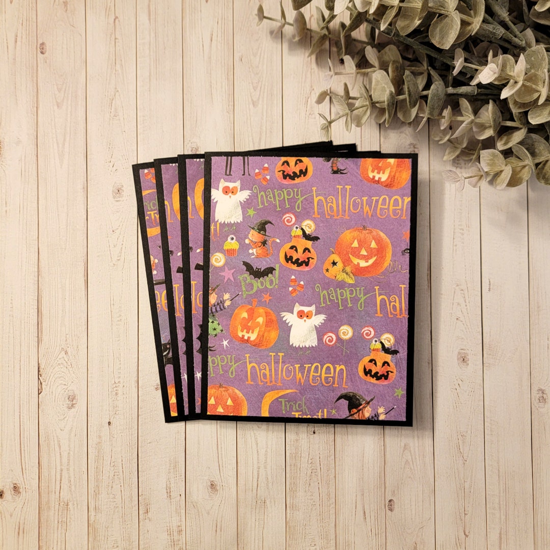 Halloween Words Note Card Set Trick or Treat Cards Spooky - Etsy