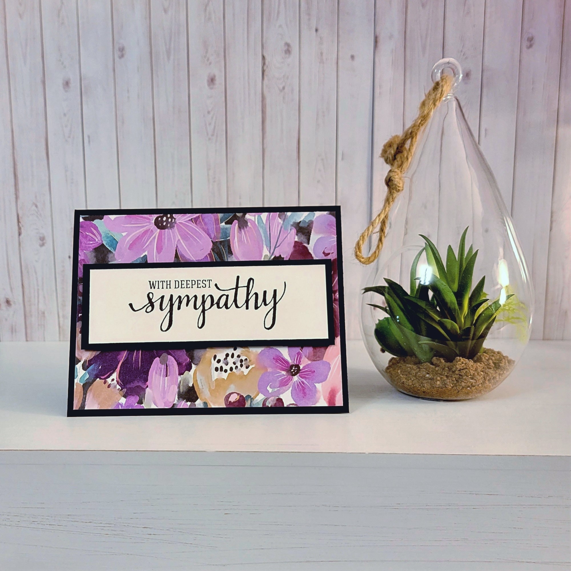 Purple Floral Sympathy Card Set, Condolence Card, Floral Sympathy Card ...