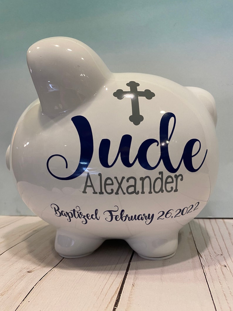 Personalized Large Piggy Bank-baptism Piggy Bank-piggy Bank for Boys ...