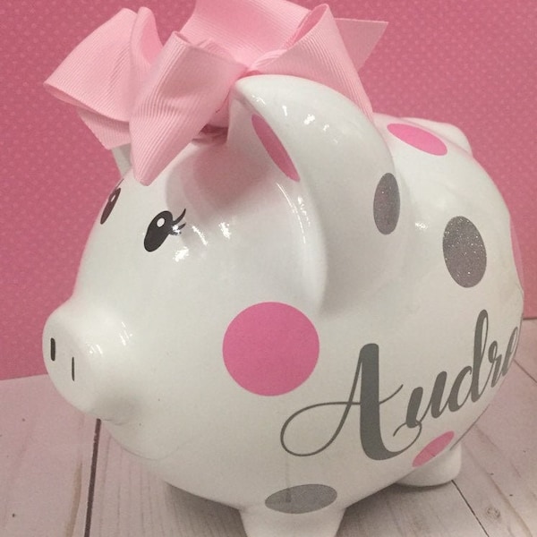 Polka Dot Piggy Bank - Etsy
