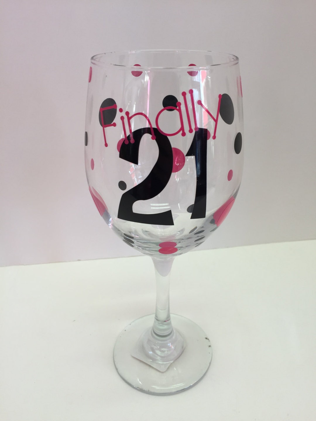 21st Birthday Glass- Monogrammed Wine Glass-21- Birthday-custom 21st ...