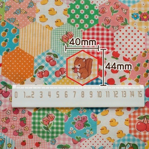 Hexagon Patchwork Pattern Cotton Fabric / 45cm X 110cm ( 17.5" X 43 ...