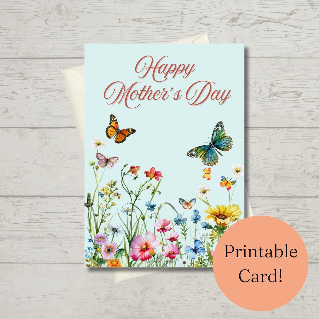 Printable Mother's Day Floral Greeting Card - Etsy