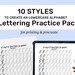 Hand Lettering Practice Sheets 10 Ways to Hand Letter the | Etsy