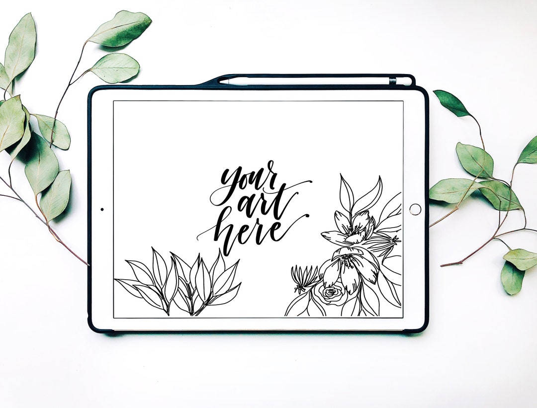 IPad Mockup Styled Stock Photo With Eucalyptus and Apple Pencil - Etsy