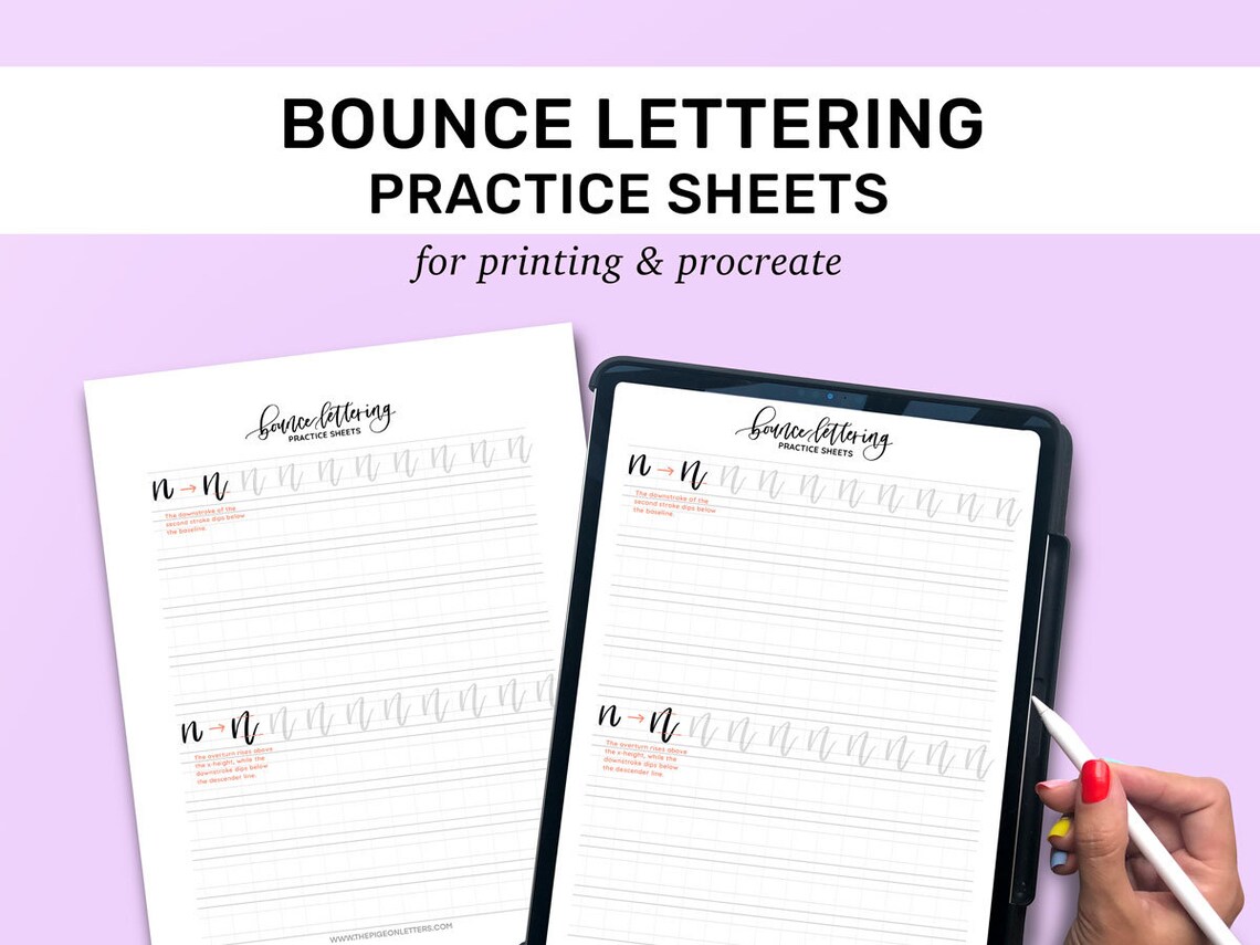 Bounce Lettering Practice Sheets TWO Versions of Each Letter - Etsy