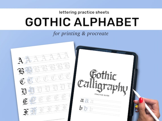 Gothic Traditional Calligraphy Guide Lettering Practice | Etsy