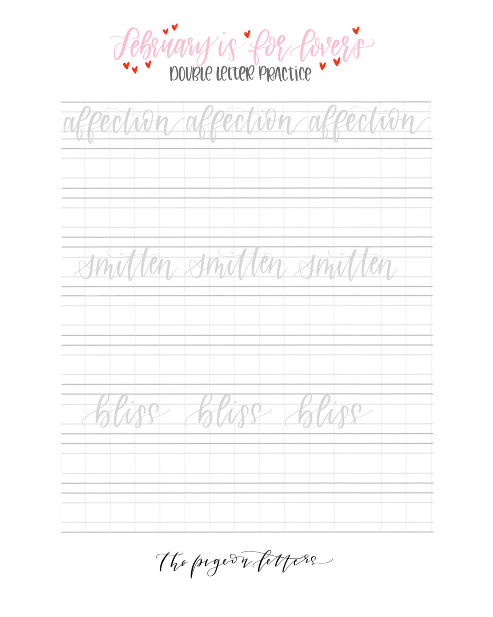 Hand Lettering Practice Sheets DOUBLE LETTER Words - Etsy