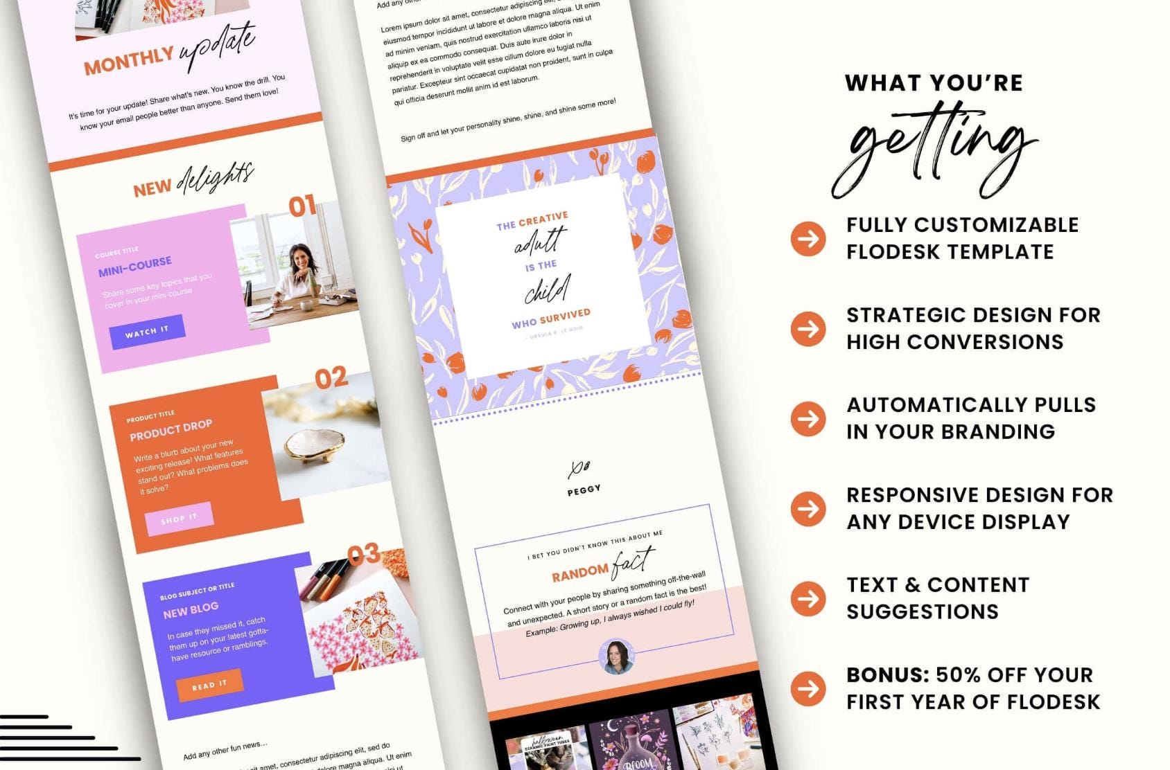 Colorful Flodesk Email Template for Newsletters - Candyjay - Etsy