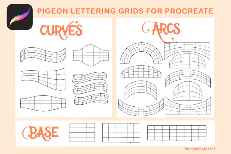 Procreate Lettering Grid Template Bundle Pigeon Grids 50 Etsy
