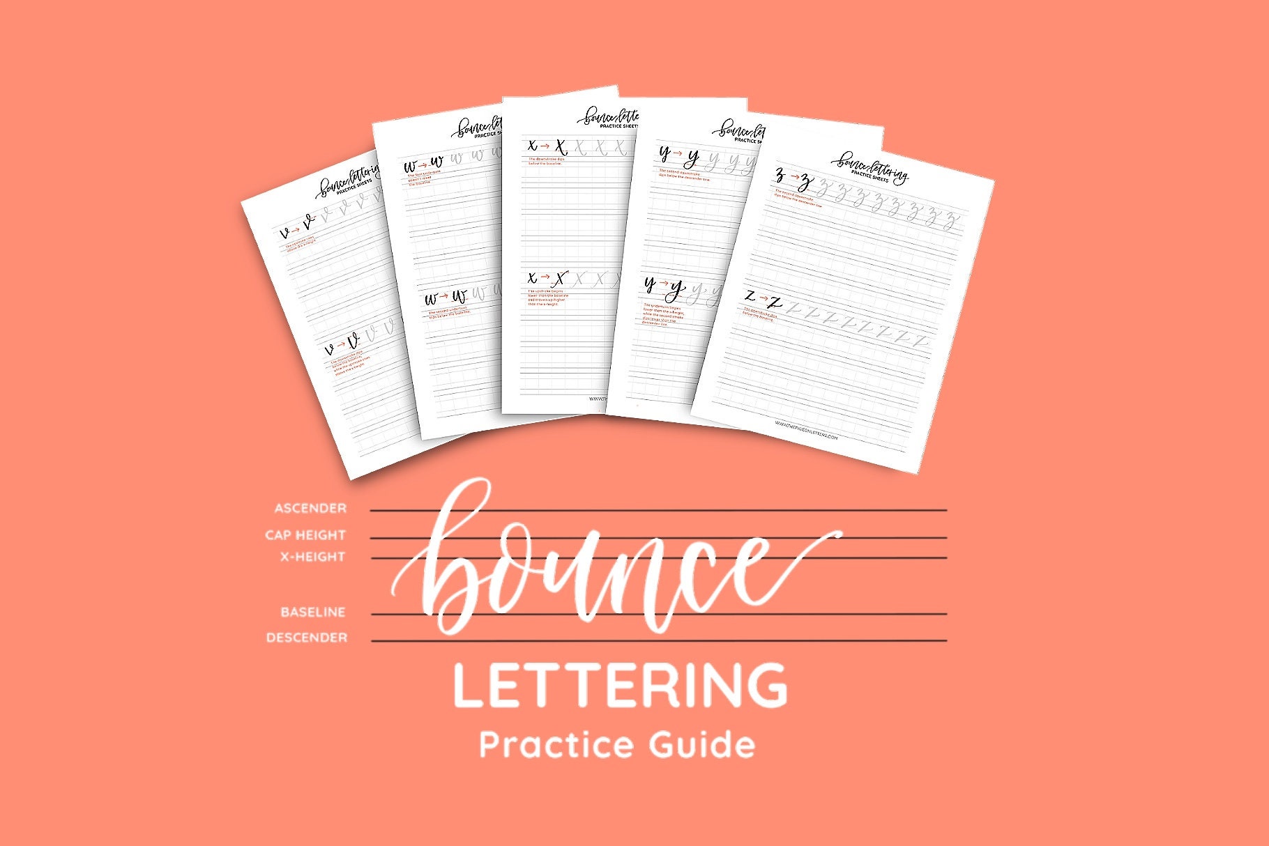 Bounce Lettering Practice Sheets TWO Versions of Each Letter - Etsy