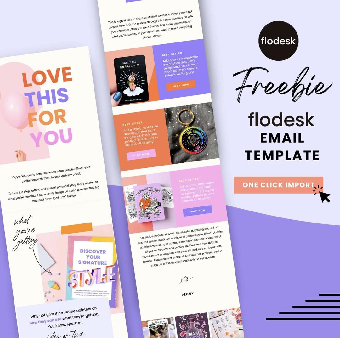 Colorful Flodesk Email Template Freebie With Upsell - Candyjay - Etsy